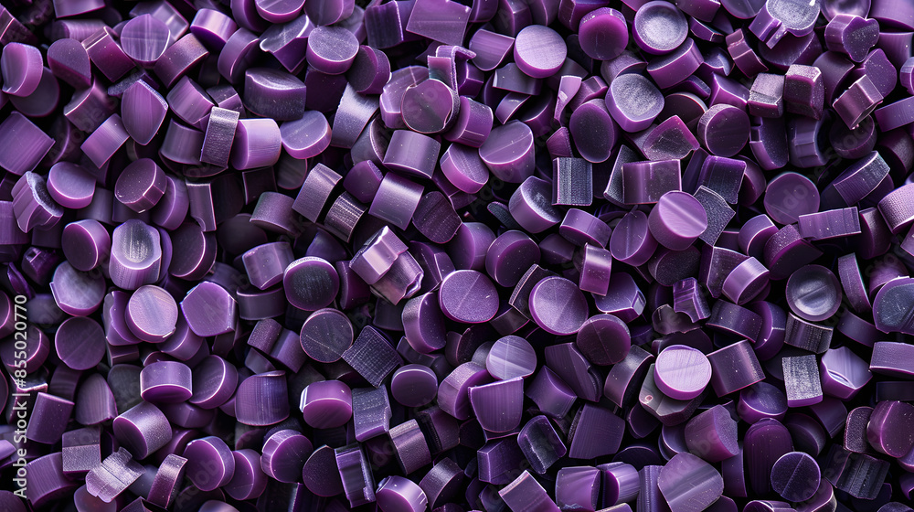 polymer masterbatch granules isolated on a purple texture background ...