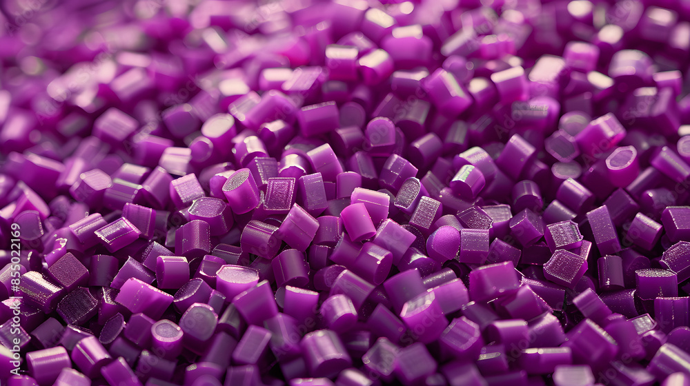 polymer masterbatch granules isolated on a purple texture background ...