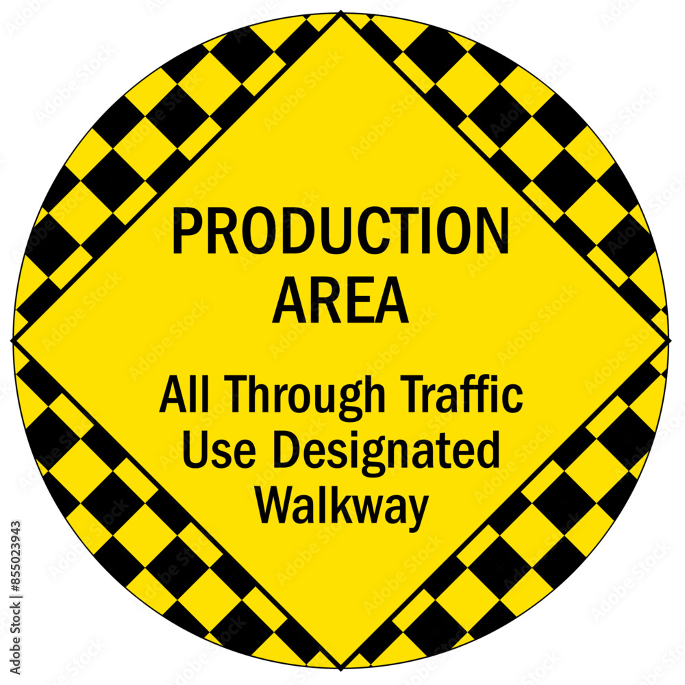 Pedestrian walkways sign production area. All through traffic use ...