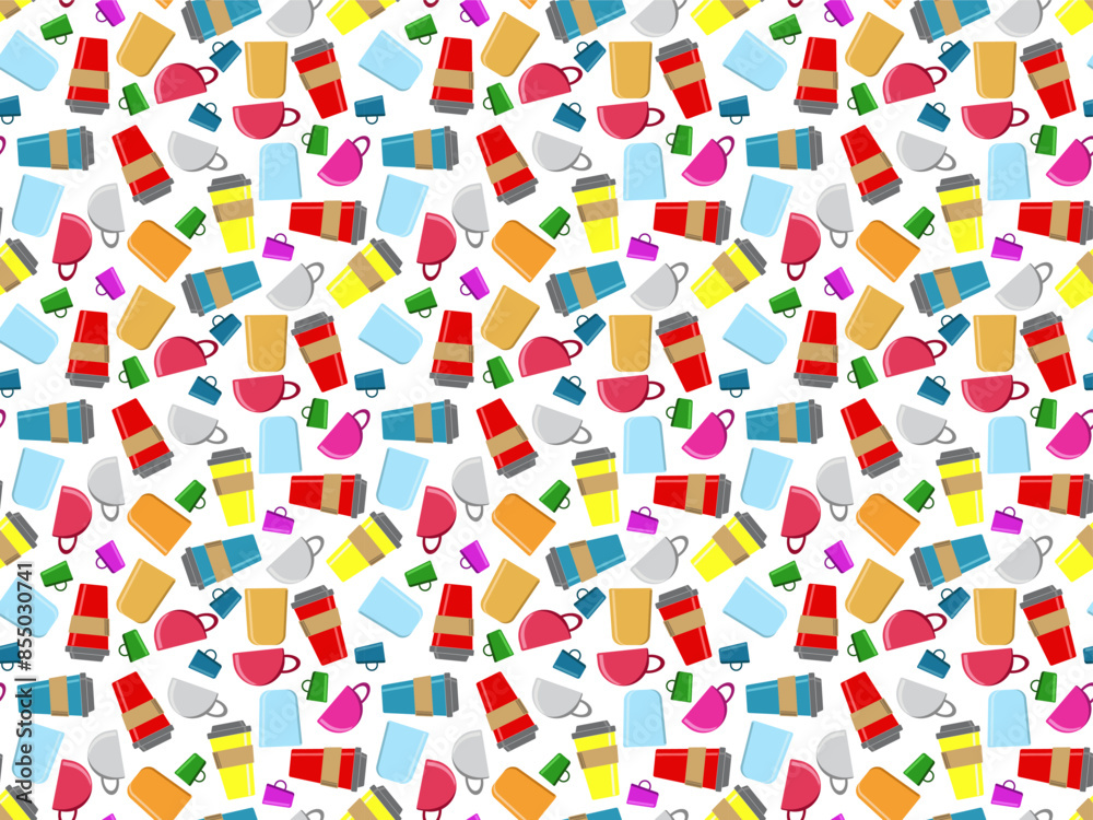 Seamless pattern made of several cup - several size, form, shape and ...