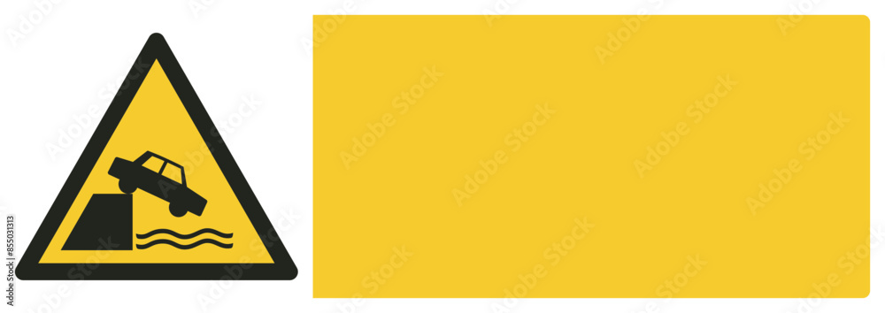 ISO warning safety signs_warning ; unprotected edge your custom message here landscape size 1/2 ...