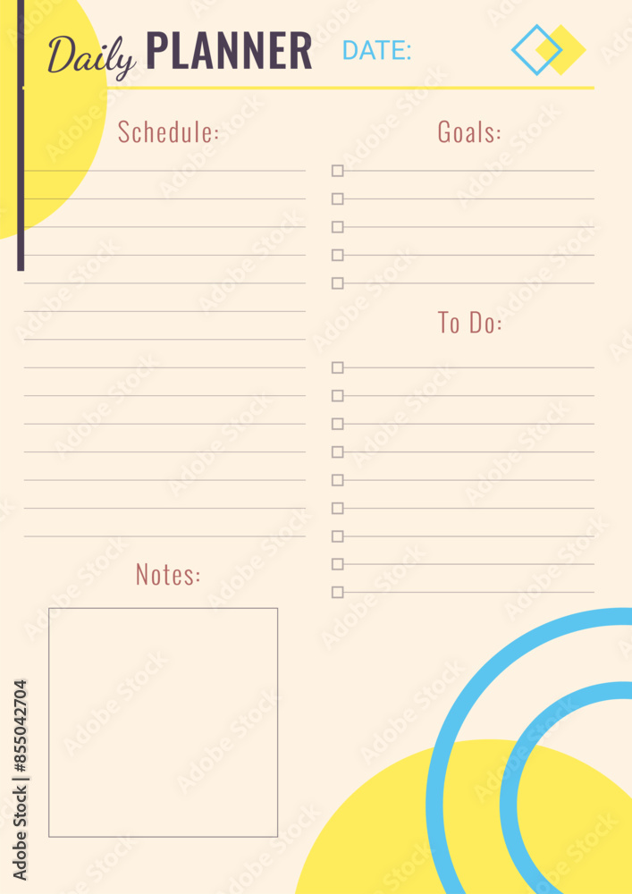 Daily planner template with space for filling out goals, tasks ...
