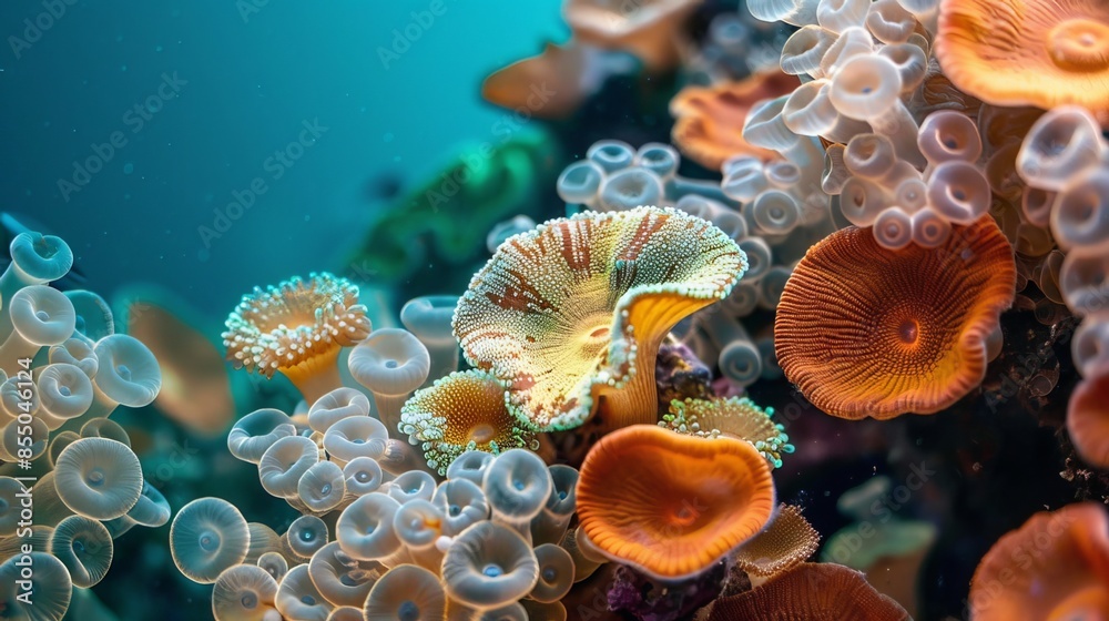 Tiny coral colony with round shapes captured underwater Stock ...