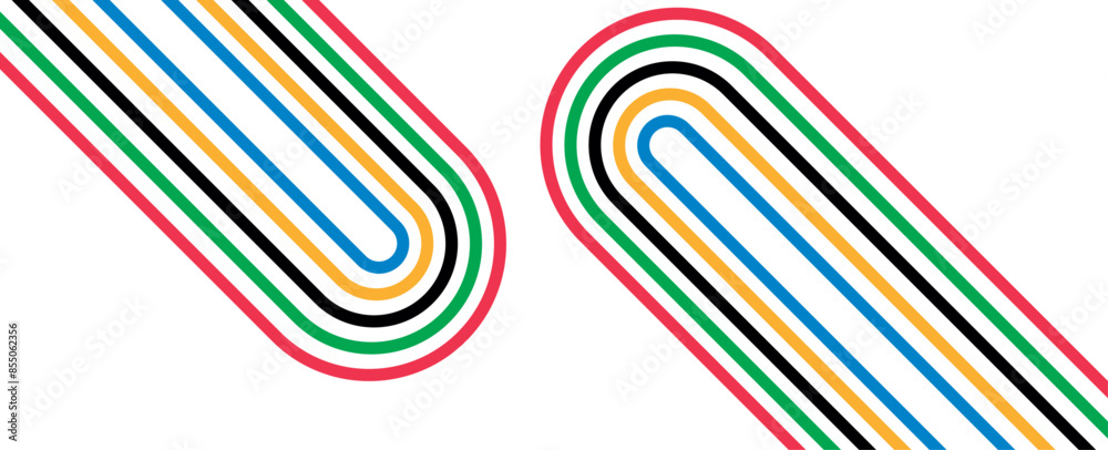 Colorful curved striped way isolated on transparent background. Olympic ...