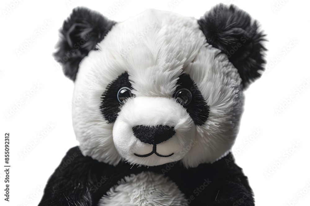 A detailed image of a panda stuffed animal toy, isolated on a ...
