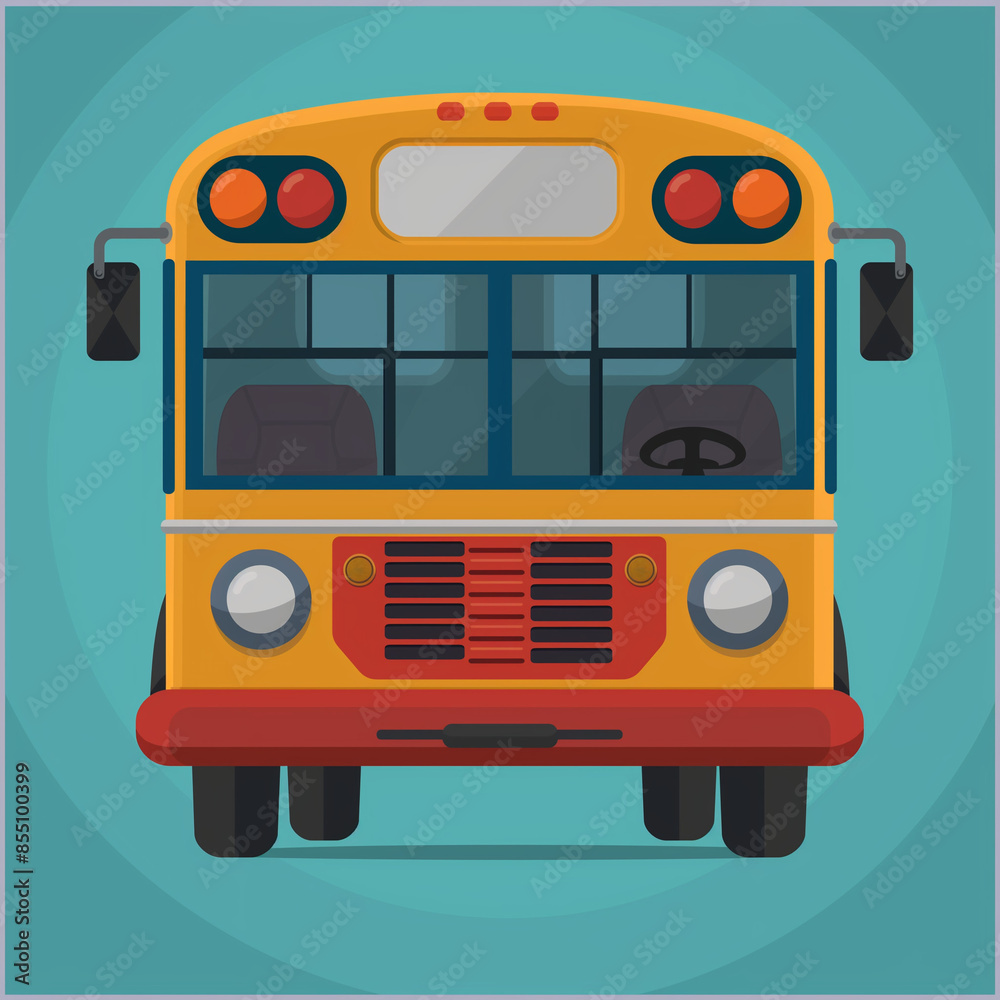Minimalist illustration of a school bus, featuring clean lines and ...