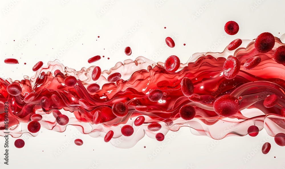 A detailed 3D representation of an artery filled with red blood cells ...