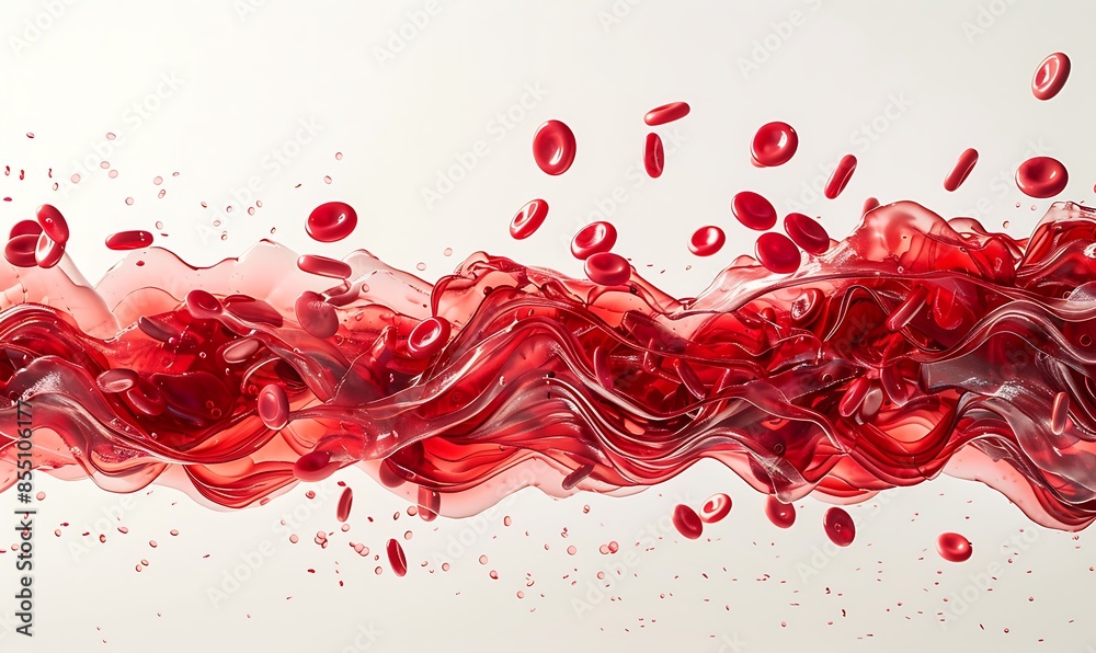 A detailed 3D representation of an artery filled with red blood cells ...