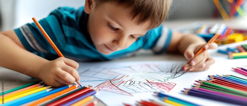 AI generator image of children drawing and painting with paints ...