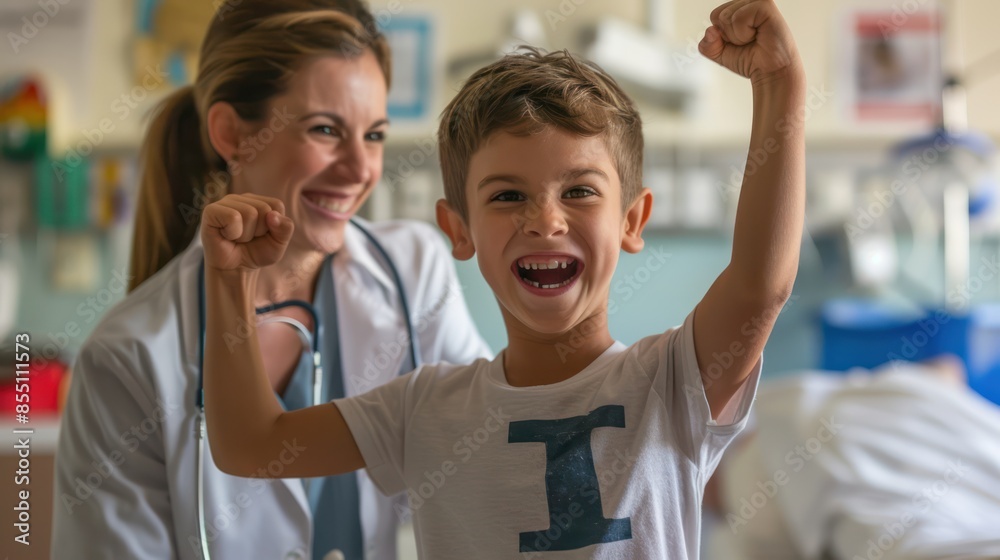 Hospital Happiness: Capture the joyous expression of the young boy as ...