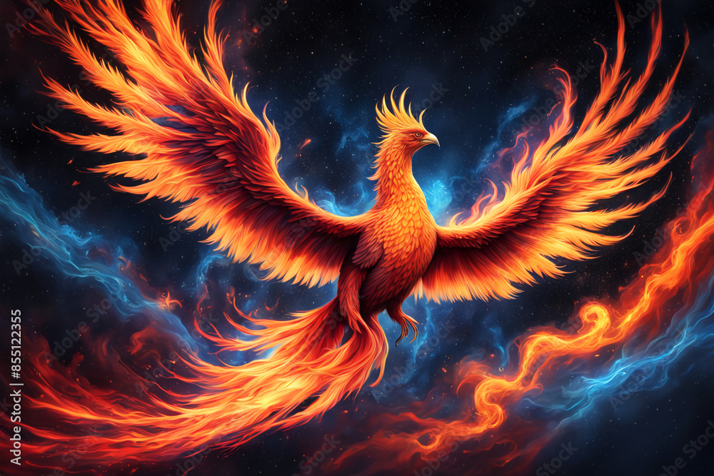Phoenix bird fire fantasy firebird abstract magic 3D eagle animal ...
