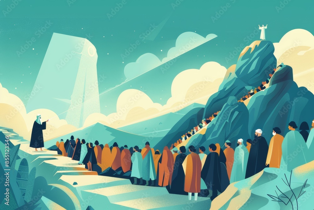 Exodus story - Moses leading the Israelites out of Egypt, crossing the ...