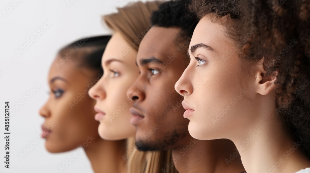 Diverse People Looking to the Left in Profile, Including Women and Men ...