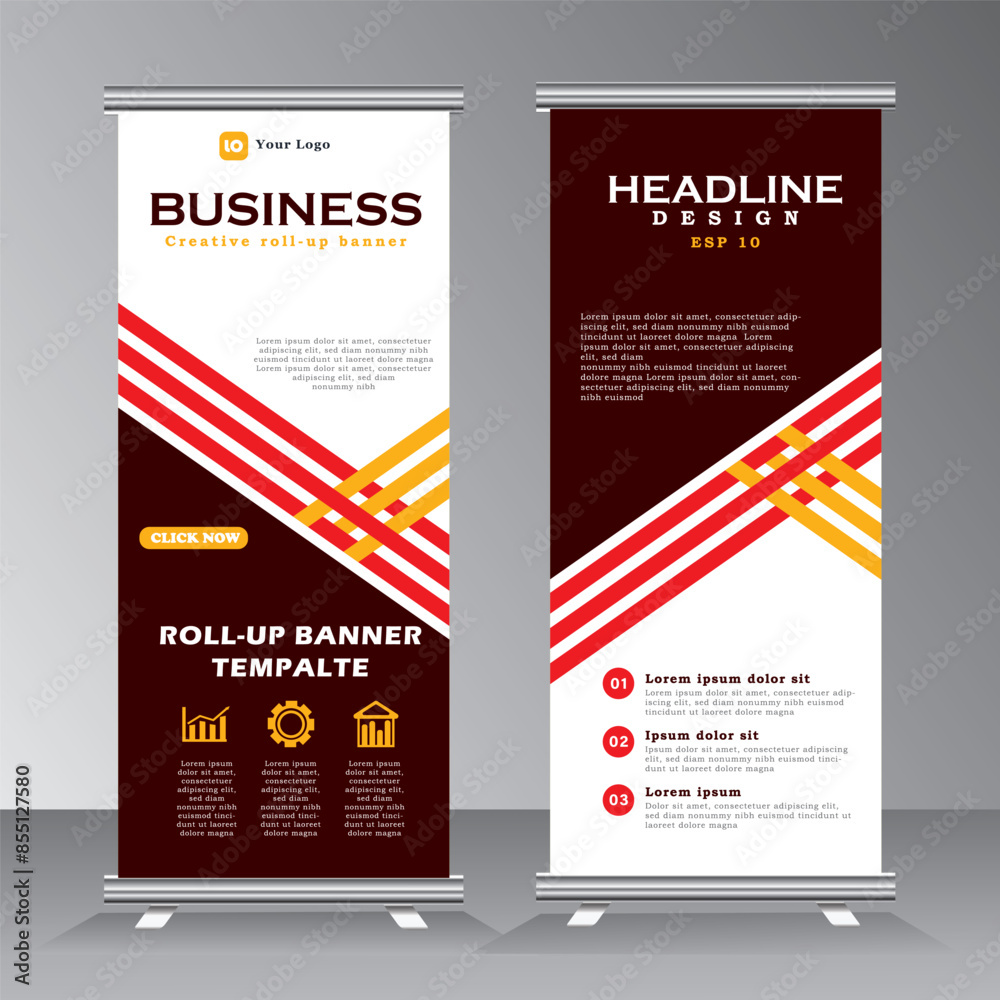 Roll up banner design template vector, Vertical banner design, pull up ...