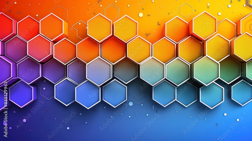 Vector illustration of multiple hexagons on a teal background, simple ...
