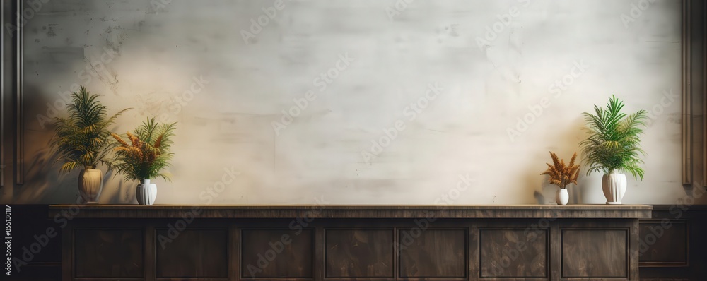 blank mock up, checkin theme, empty checkin desk, modern hotel lobby ...