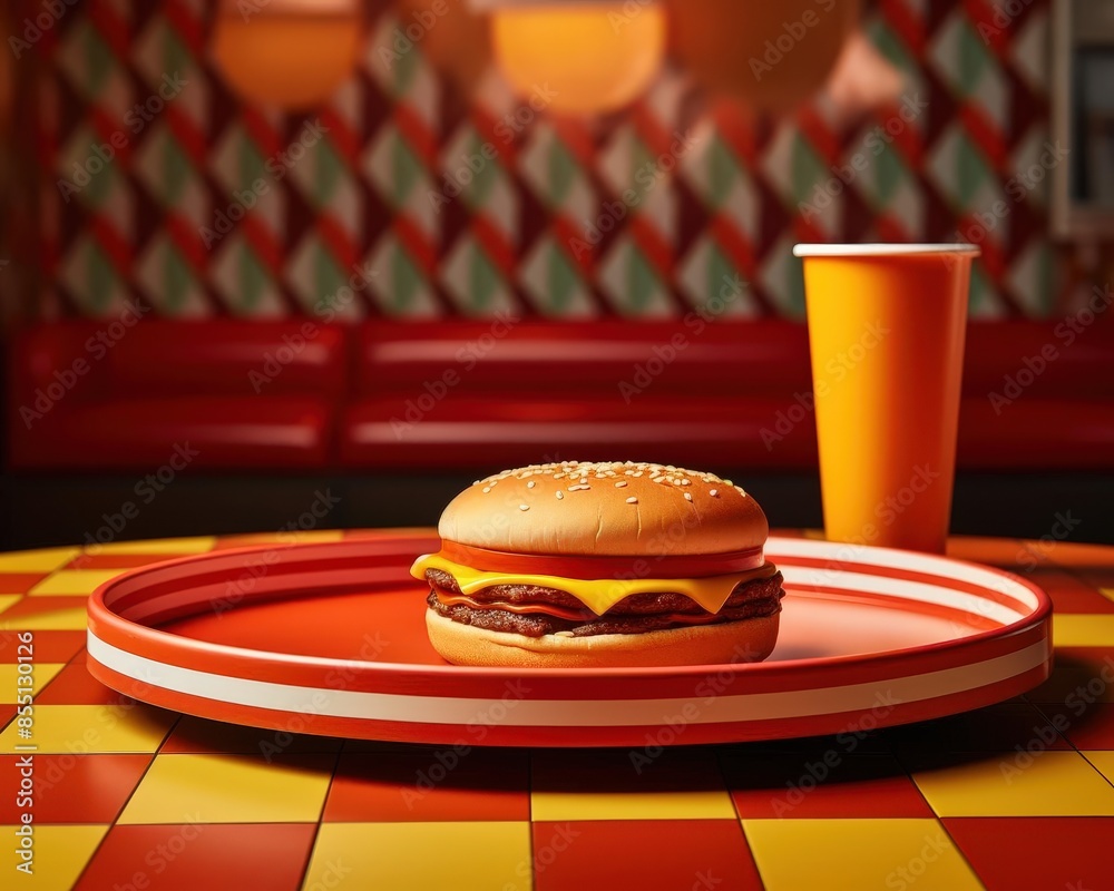 blank mock up, burger theme, empty burger tray, fast food restaurant ...