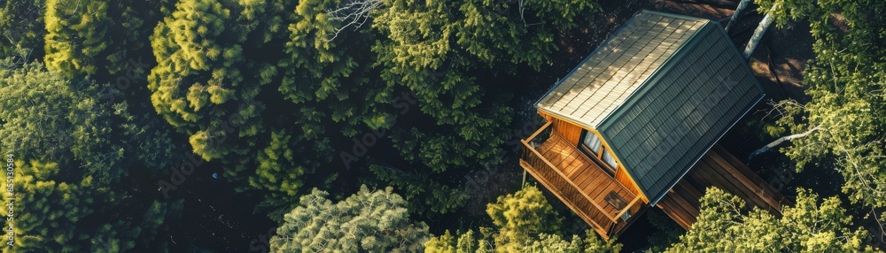 Timber cladding on a rustic cabin, blending with natural surroundings ...