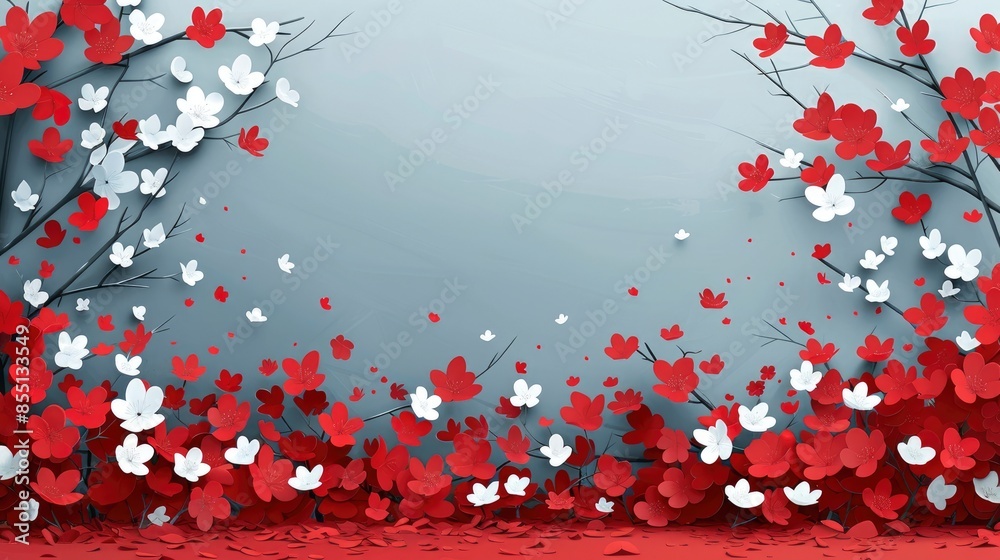 Vector illustration of multiple polygons on a cherry background, simple ...