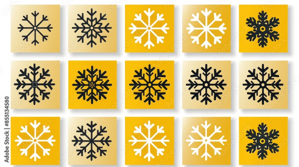 Vector illustration of multiple snowflakes on a light blue background ...