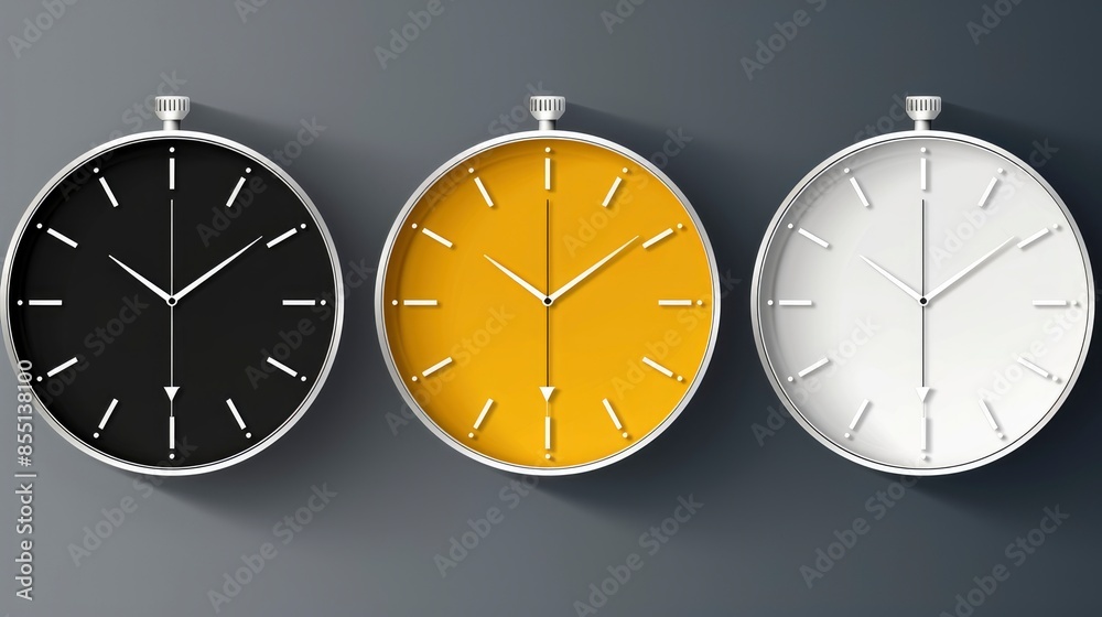 Vector illustration of multiple watches on a blue background, simple ...