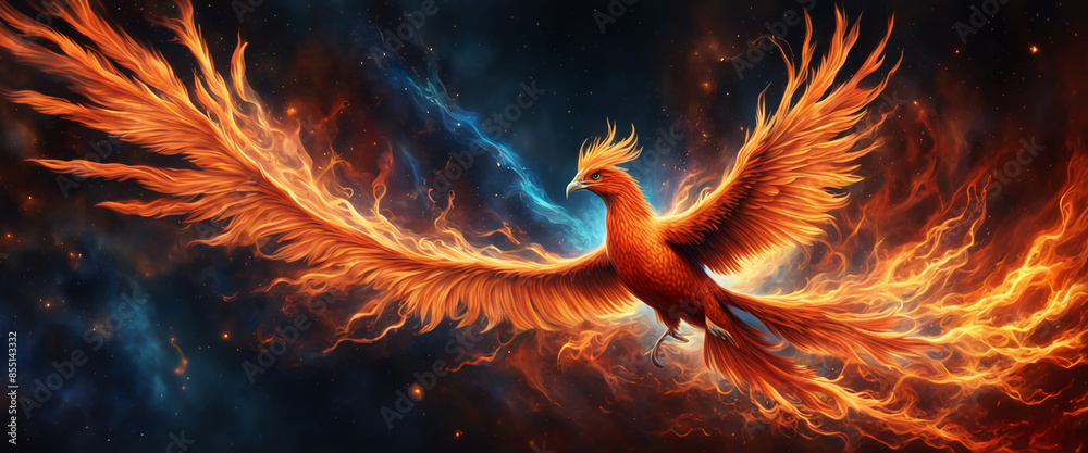 Phoenix bird fire fantasy firebird abstract magic 3D eagle animal ...