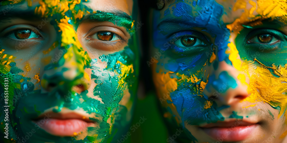 Conmebol Copa América 2024. a couple fan of the Brazil soccer team with ...