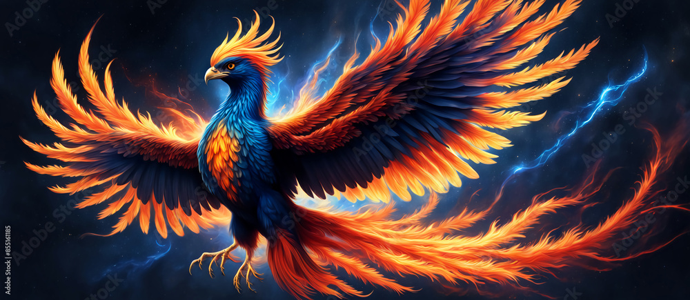 Phoenix bird fire fantasy firebird abstract magic 3D eagle animal ...