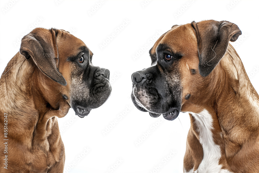 Profile Shot of Two Dogs on White Background, Furry Friends, Two Dogs ...