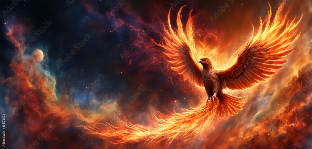 Phoenix bird fire fantasy firebird abstract magic 3D eagle animal ...