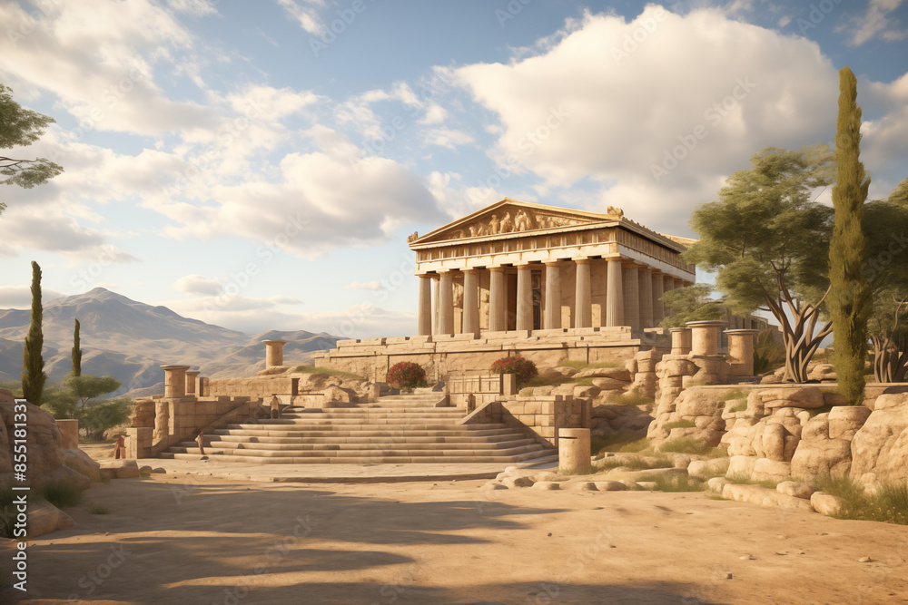 Greek temple image. Greek civilization. Archeology of ancient Greece ...