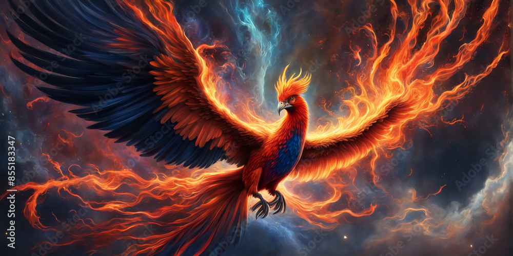 Phoenix bird fire fantasy firebird abstract magic 3D eagle animal ...
