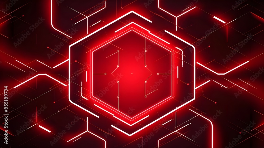 Abstract dark hexagon pattern on red neon background technology style ... Abstract dark hexagon pattern on red neon background technology style ...