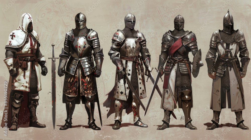 Evolution of knights detailed artwork showcases medieval armor and ...