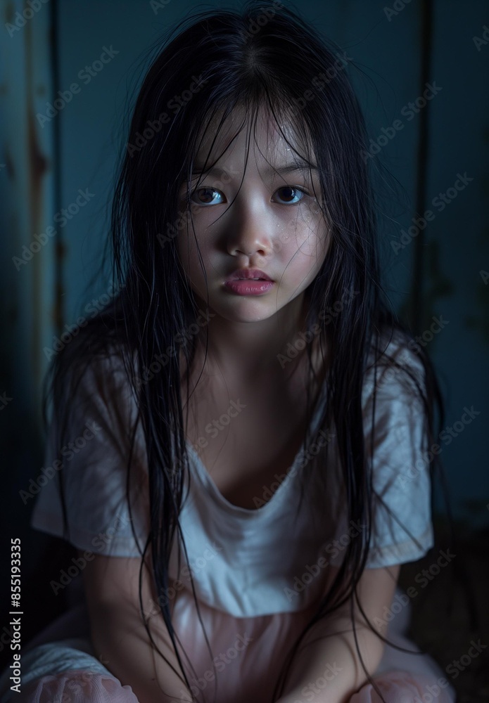 Foto de AI generator image of beautiful Chinese girl sitting in a small ...