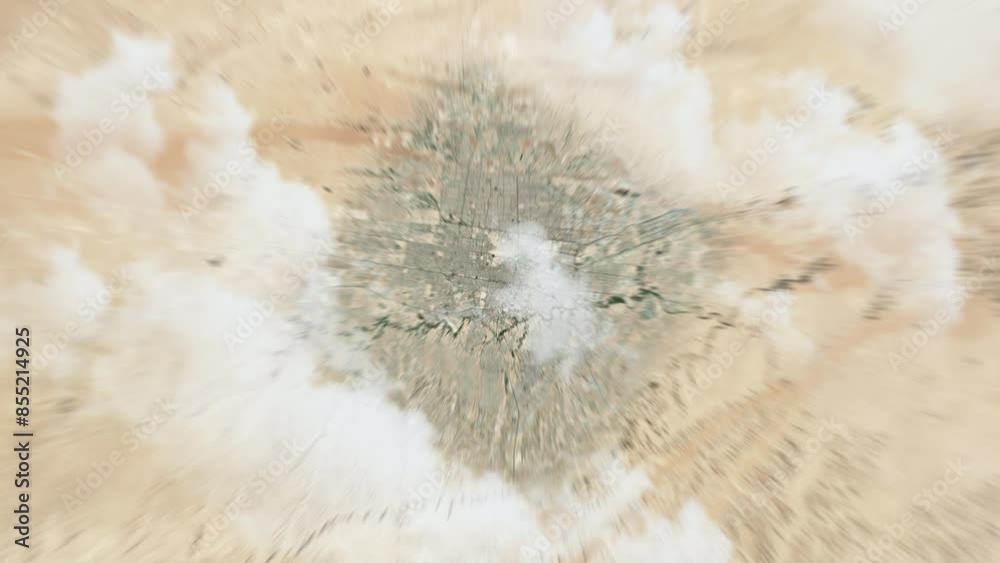 Zooming on Riyadh, Saudi Arabia. Earth zoom in from outer space to city ...