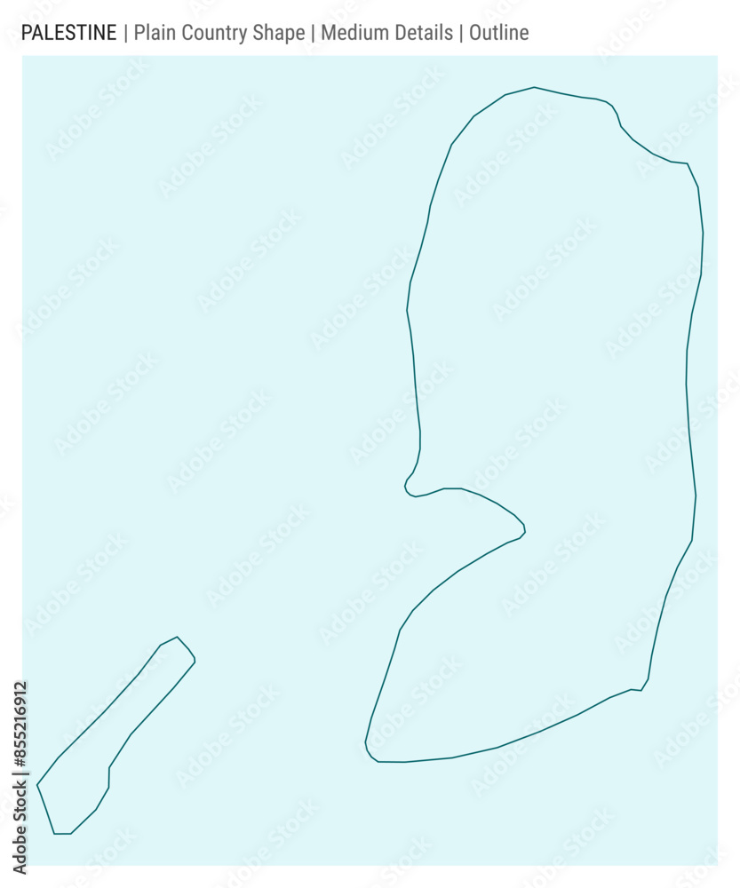 Palestine plain country map. Medium Details. Outline style. Shape of ...