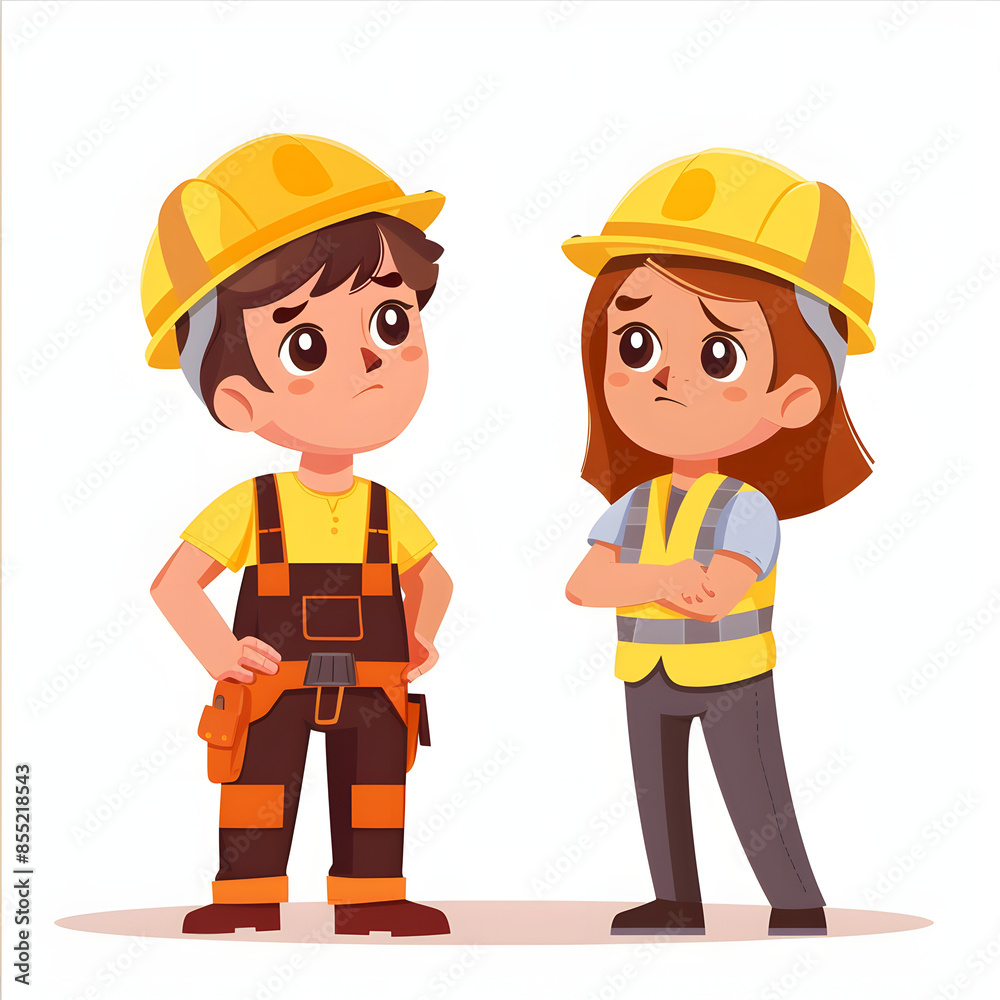 two poor children are forced to work in construction. poor children ...