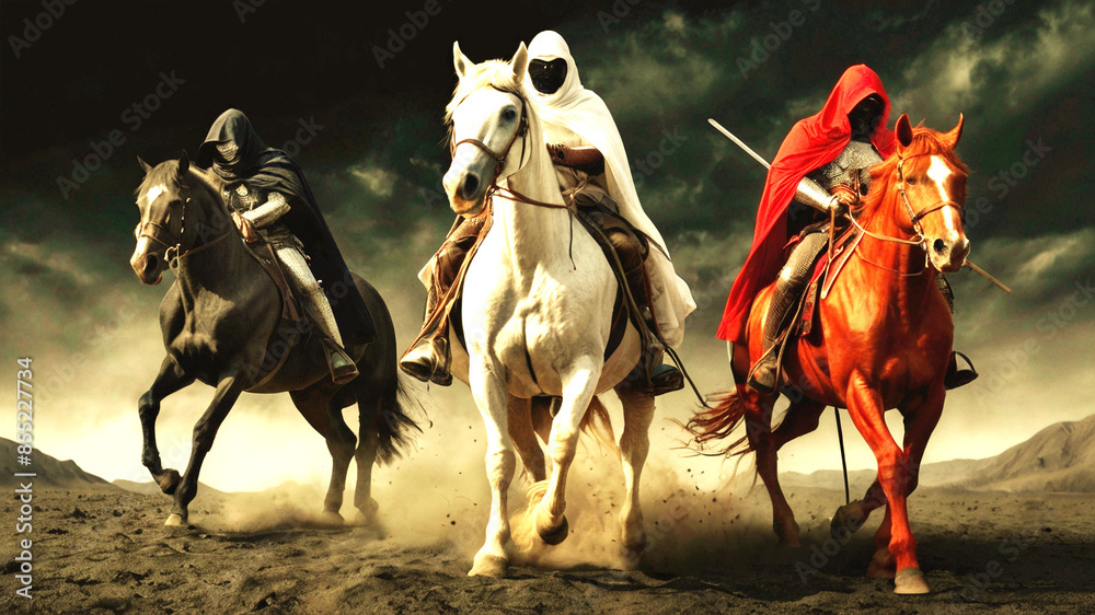 Four Horsemen of the Apocalypse - white for conquest, red for war ...