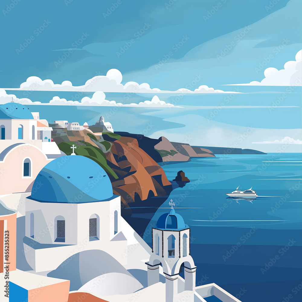 Greece Landscape, Poster, Card, Book Cover of European Summer Vacation ...