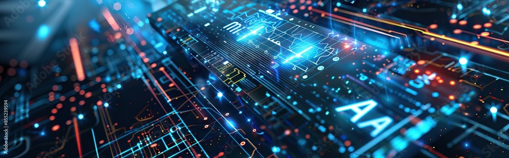 Artificial Intelligence in a complex and modern GPU card 3D rendering ...