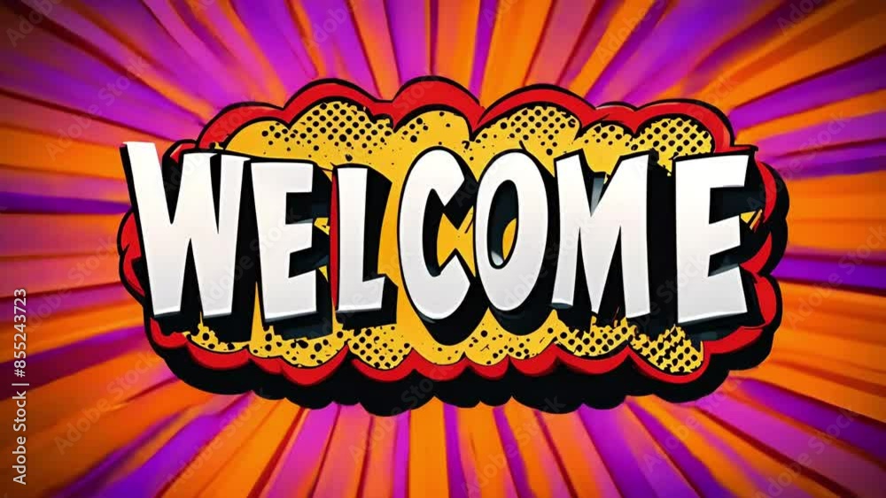 Funny Welcome. Motion poster. 4k animated Comic book word text moving ...