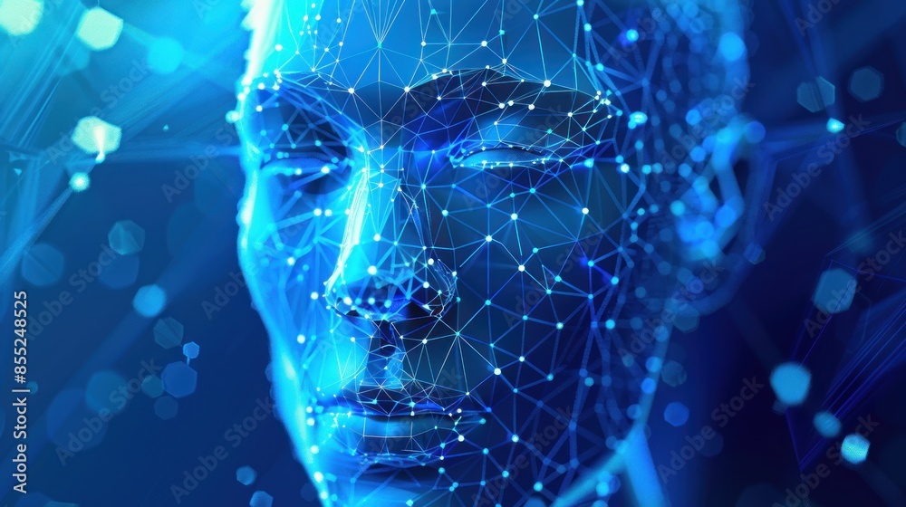 Futuristic virtual face shape with artificial intelligence integrated ...