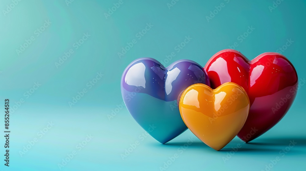 Healthy heart symbols in vibrant colors on a clean background, with ...