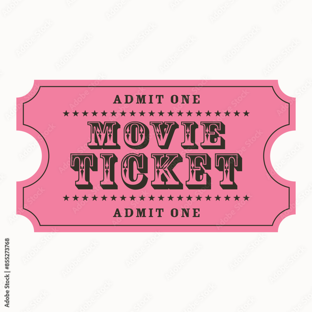 Retro movie ticket template. Admit one. Vector illustration Stock ...