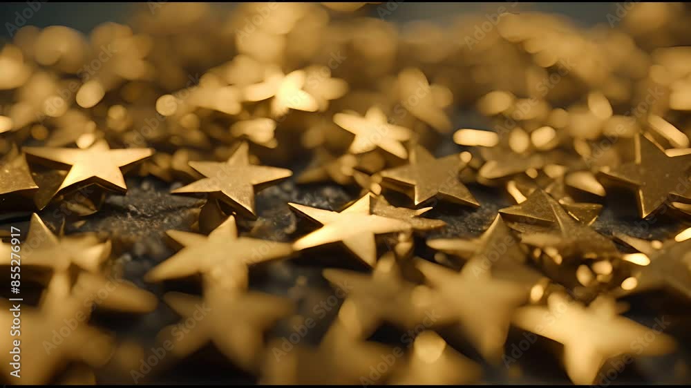 collection of golden stars scattered on a surface, capturing their ...