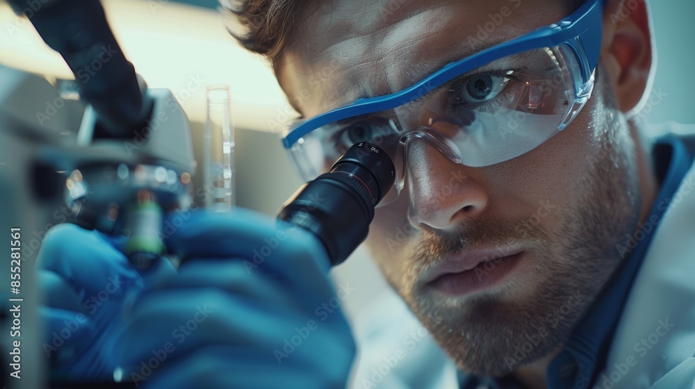 In her lab, an attractive young mixed-race man with a black beard ...
