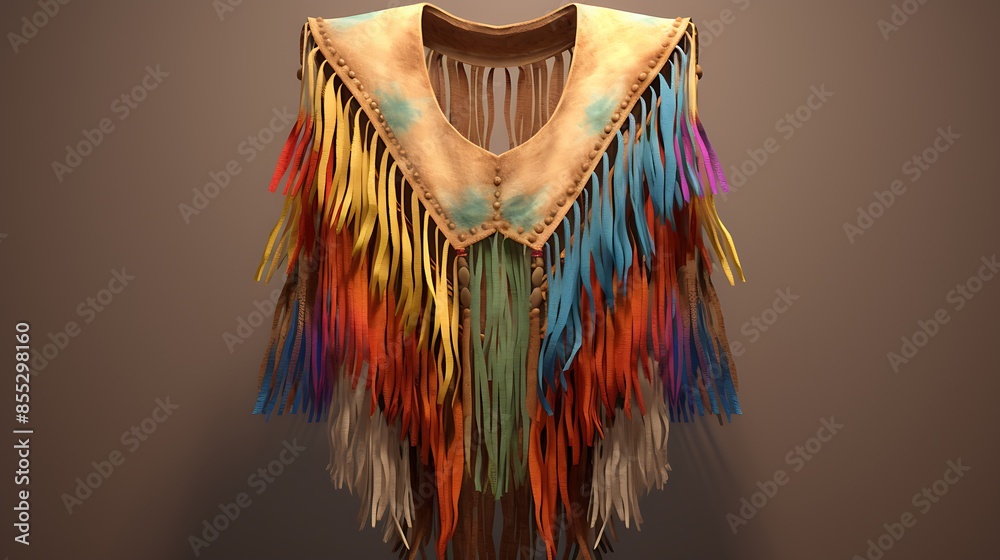 This is a colorful and unique Native American-style vest. It is made of ...