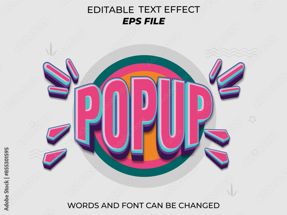 pop up text effect, font editable, typography, 3d text. vector template ...