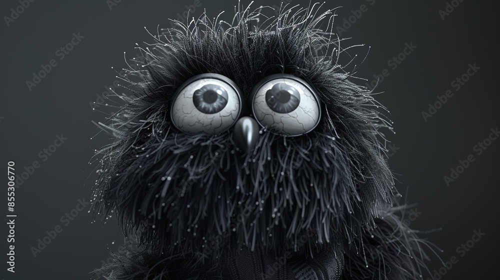 3d render of cartoon character with black robber skin big round glossy ...